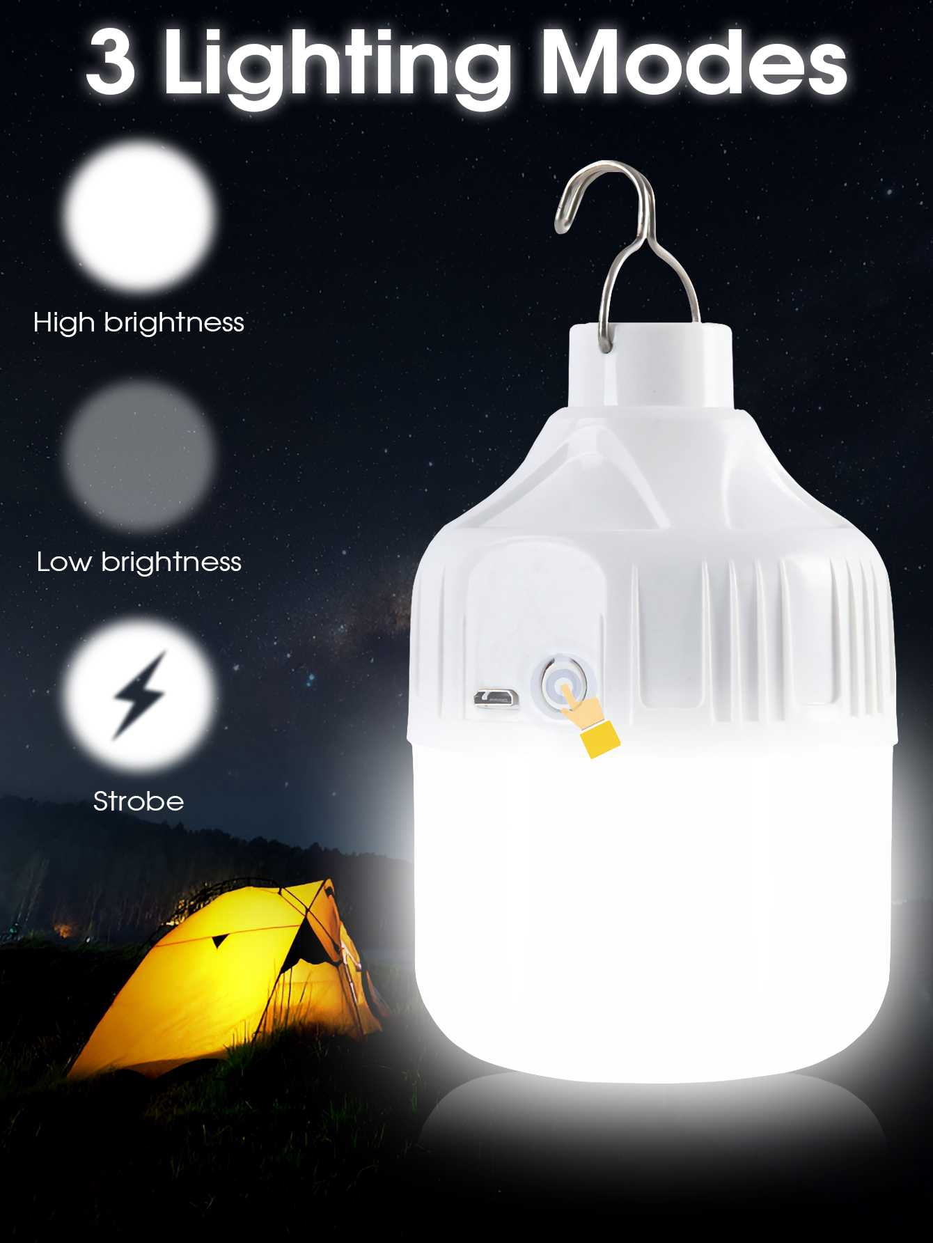 Usb Rechargeable LED Emergency Bulb Portable Camping Light Bulb ...
