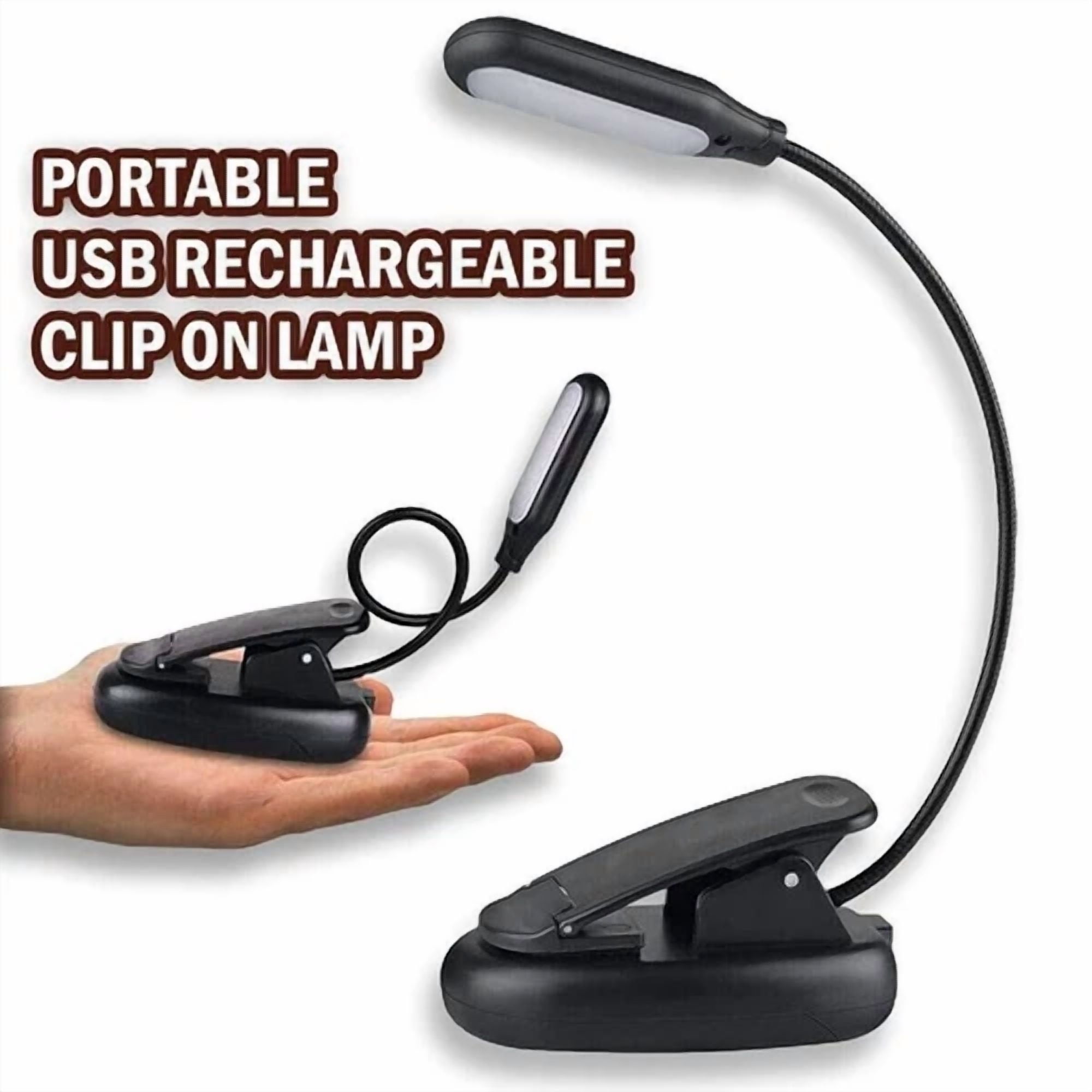 Usb Rechargeable Mini Led Reading Book Light W/Flexible Clip Desk Table ...