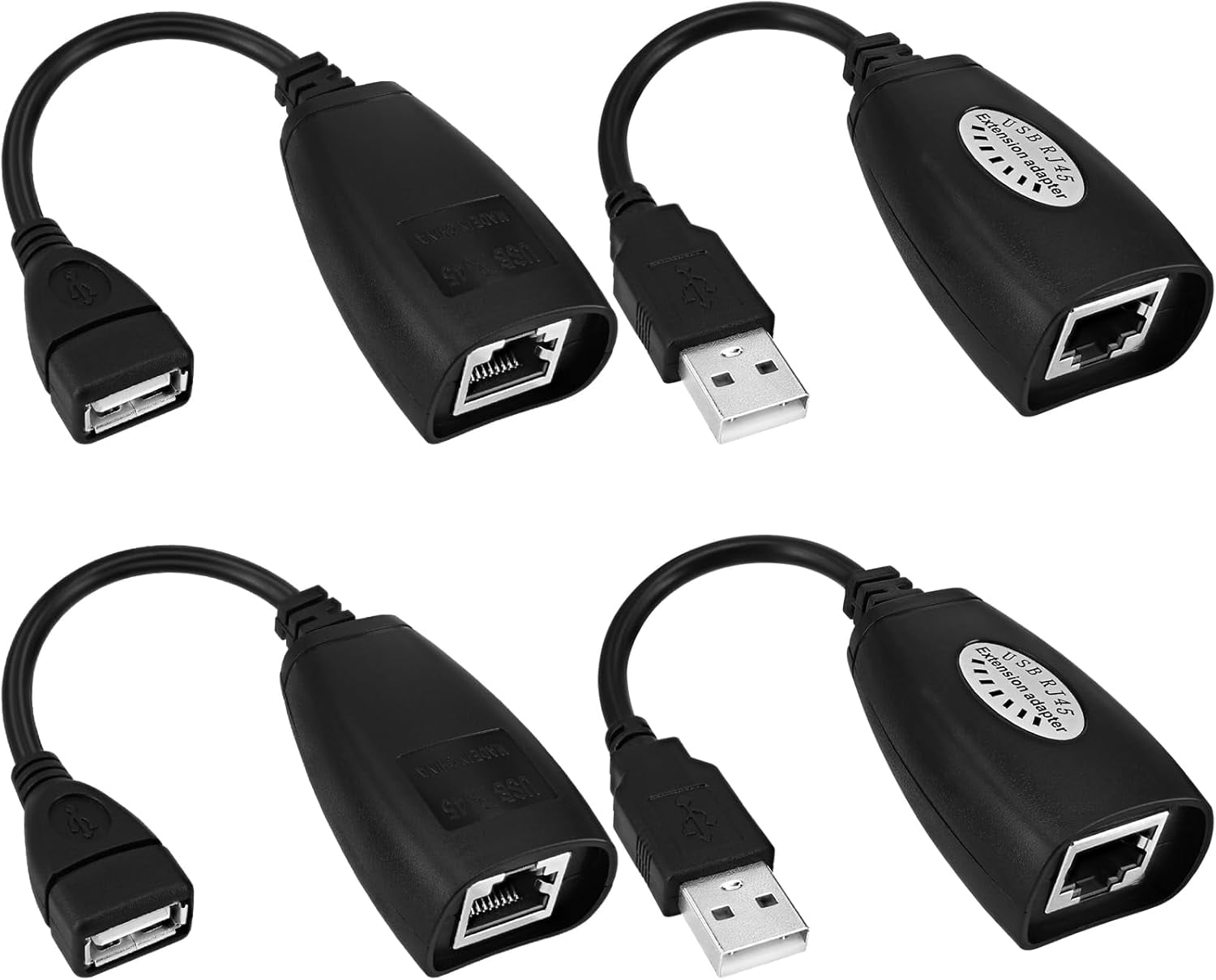 Usb Rj45 Extension Adapter, 2 Pairs Usb Rj45 Extender Over Cat5/Cat5E/Cat6 Cable Extension Cord ...