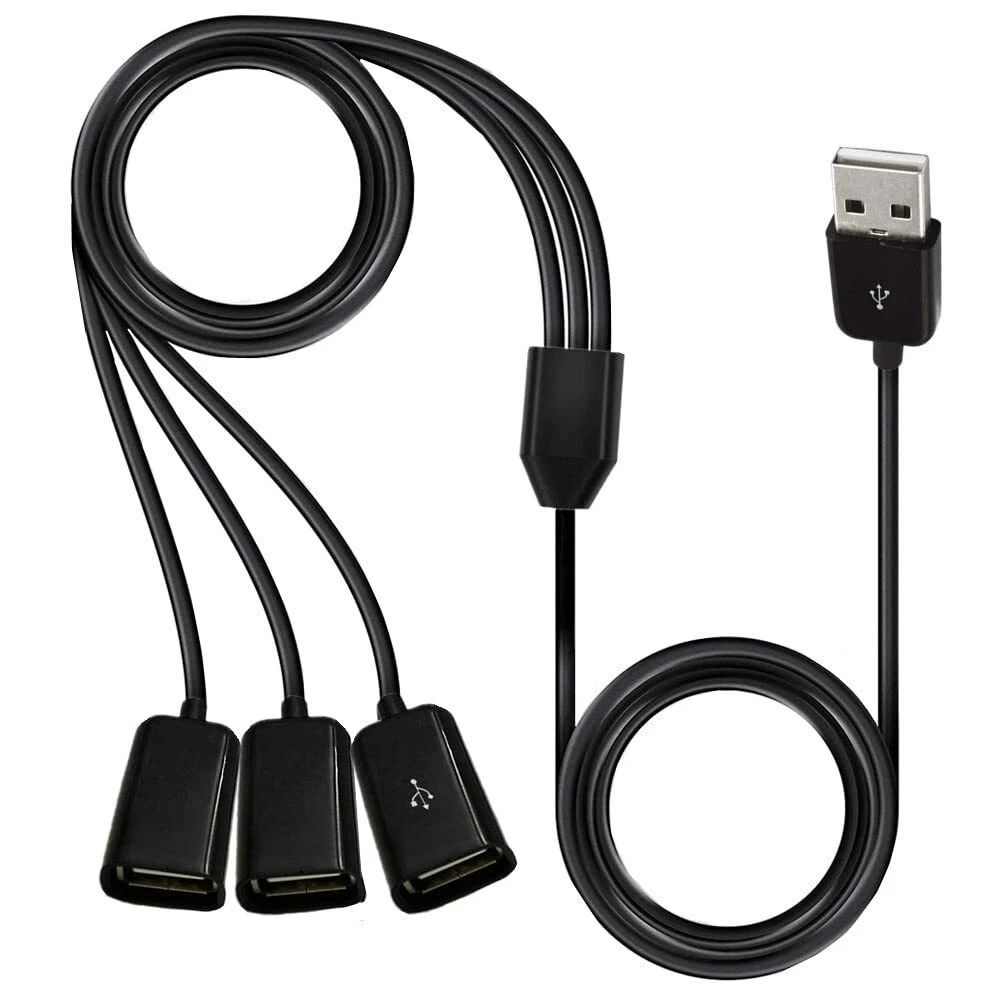 Usb Splitter Y Cable3 In 1 Usb 2.0 A Male To 3 Usb Female Jack Data ...