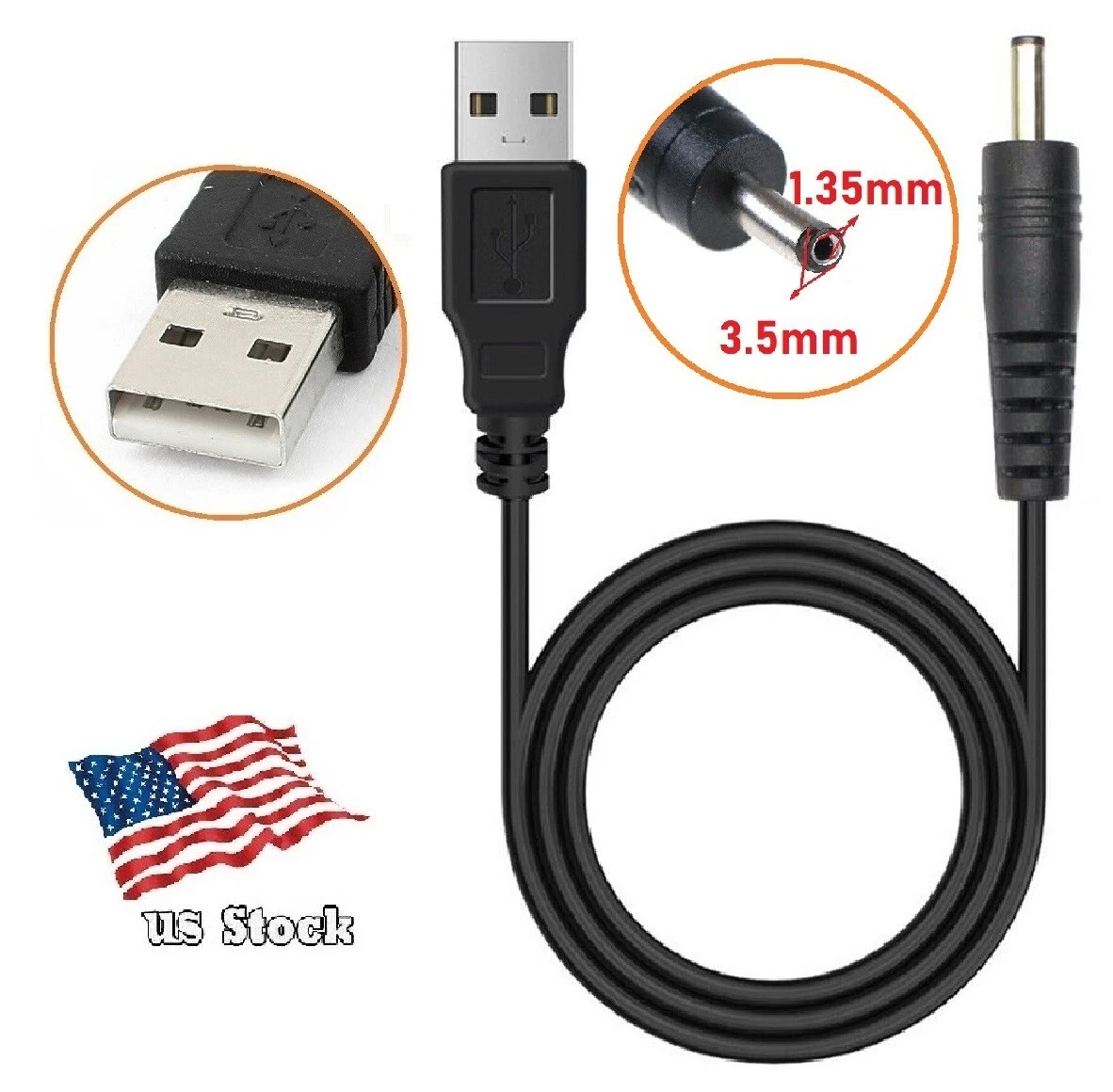 Usb To Dc Power 3.5X1.35Mm Barrel 5V 3.3Mm Diameter Charging Cable Cord ...