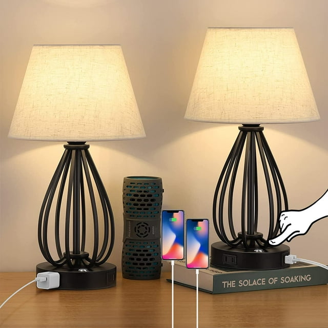 USB Dimmable Touch Control Desk Lamp, Bedroom Nightstand Table Lamp ...