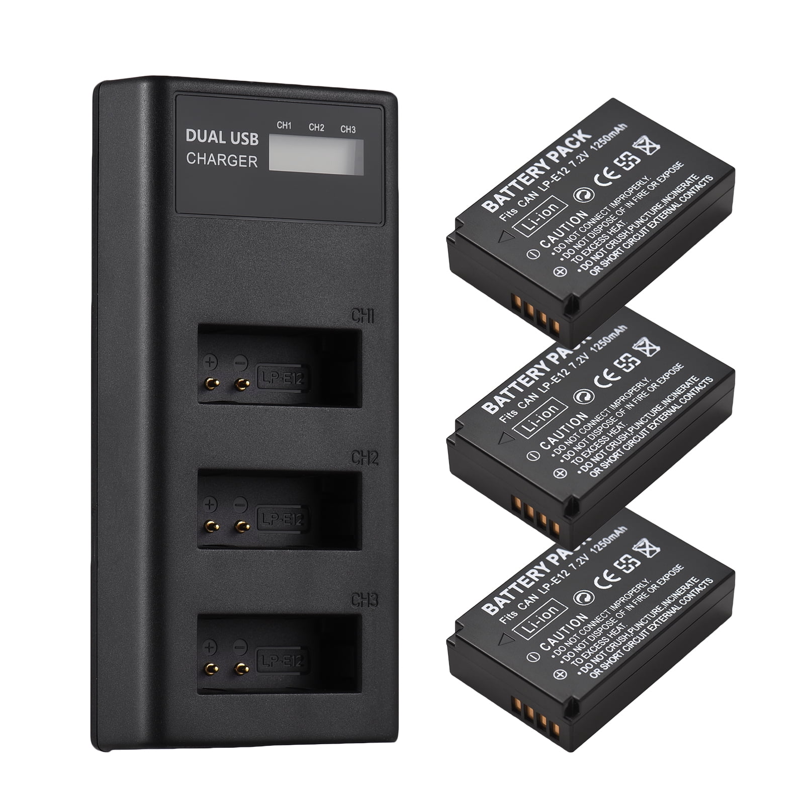 , Usb Type 7.2v 1250mah Compatible 3-slot With Led Port 3pcs -e12 With ...