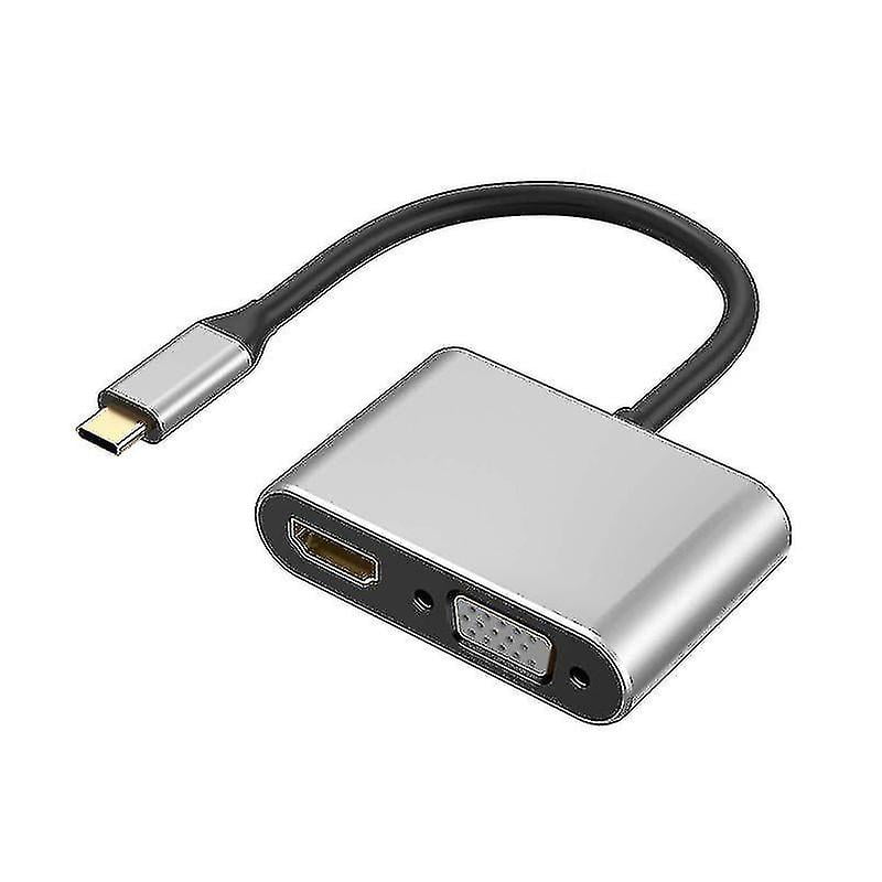 Usb Type C To Hdmi Vga Adapter 2 In 1 Type-c To Hdmi 4k Uhd Multiport ...