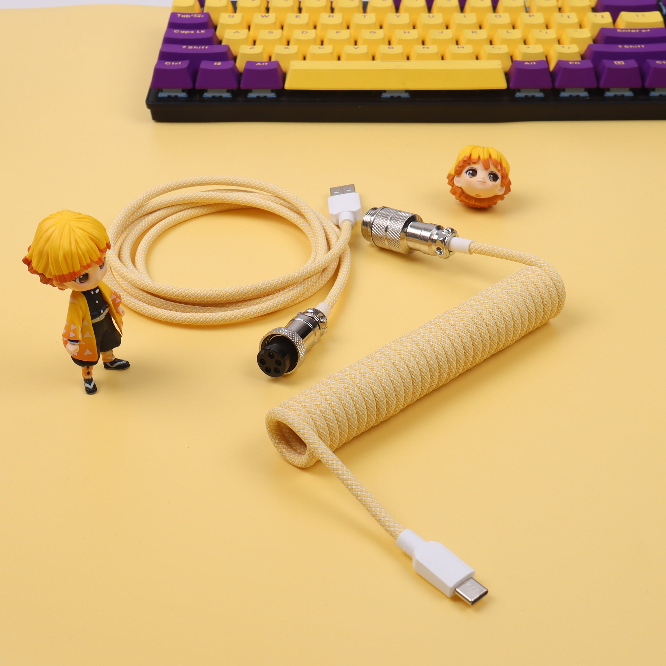 Usb2.0 to Usb c Coiled Keyboard Cable Macaron Metal Gx16 aviator Type C ...