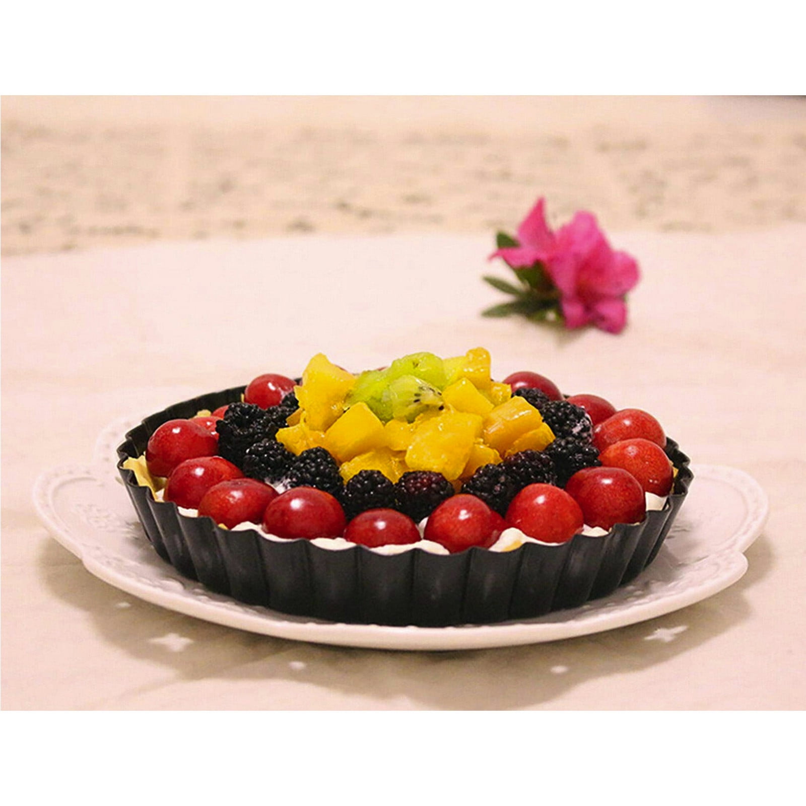 Usbinx Life Carbon Steel Quiche Pan 8.8 Inch Fluted Edge Removable ...