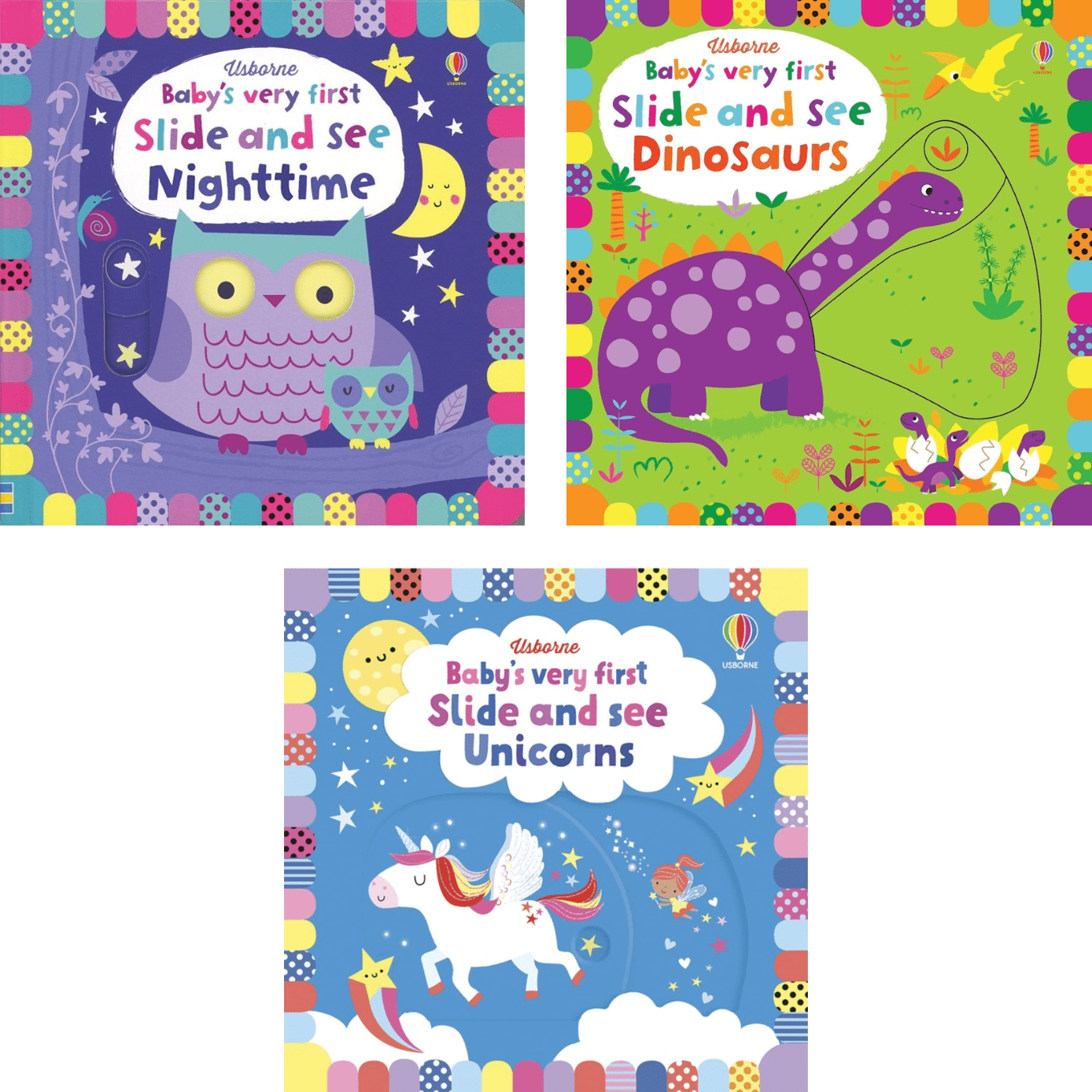 Usborne Baby's Very First Slide And See Set : Slide And See Unicorns ...