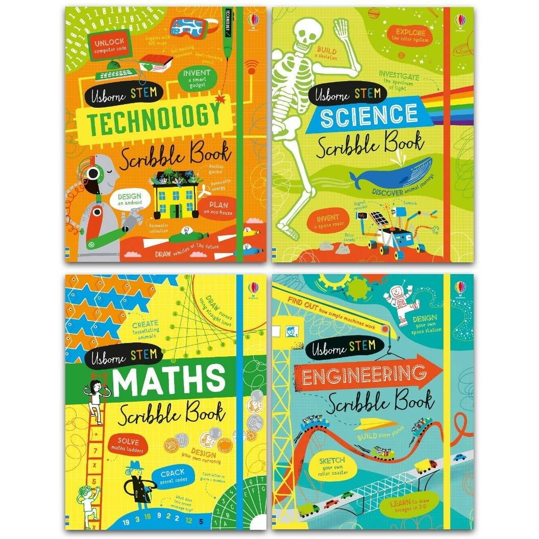Usborne Stem Series 4 Books Collection Set - Science Scribble Book ...