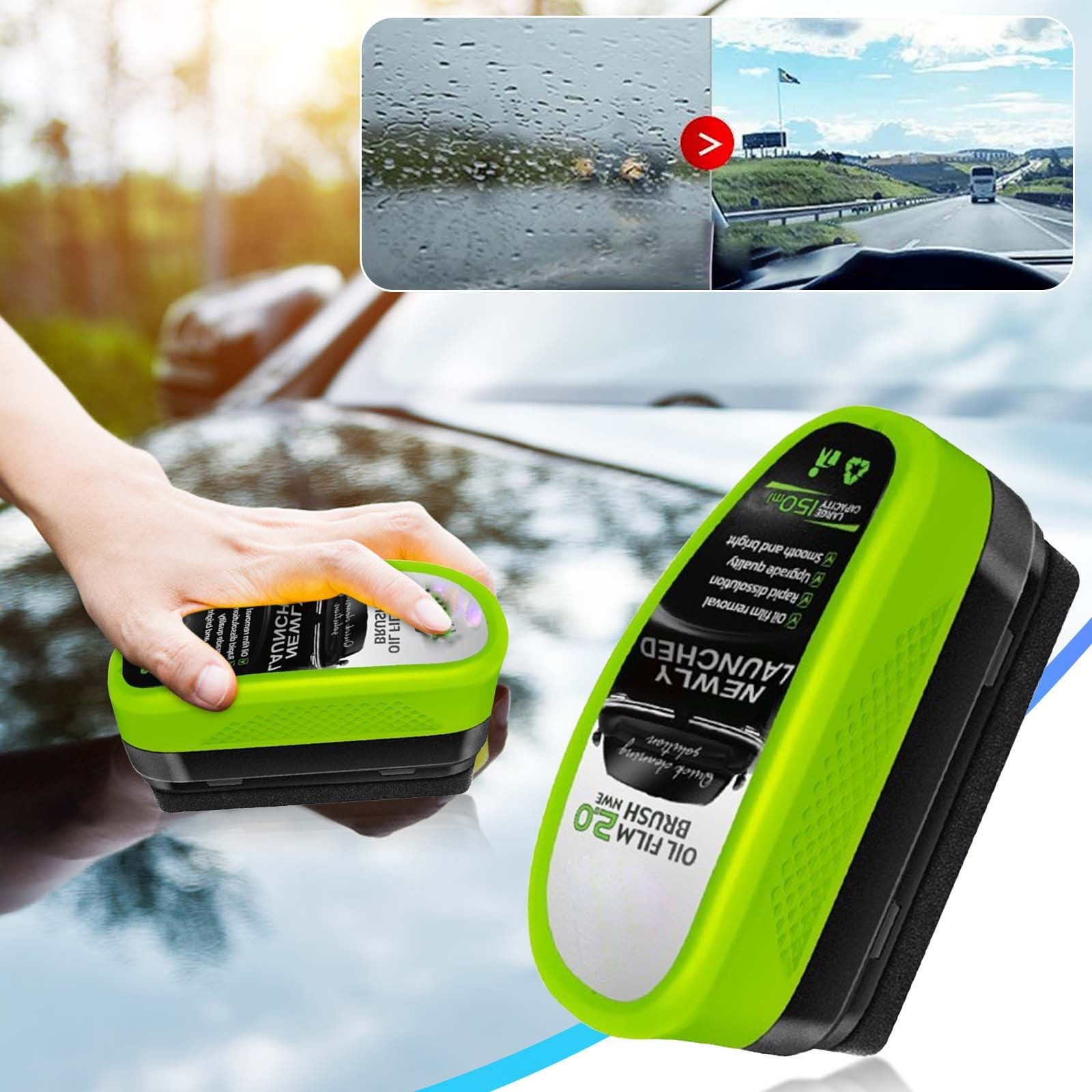 Uscallm 2Pcs Car Glass Oil Film Brush, Car Oil Film Cleaner Brush, Anti ...
