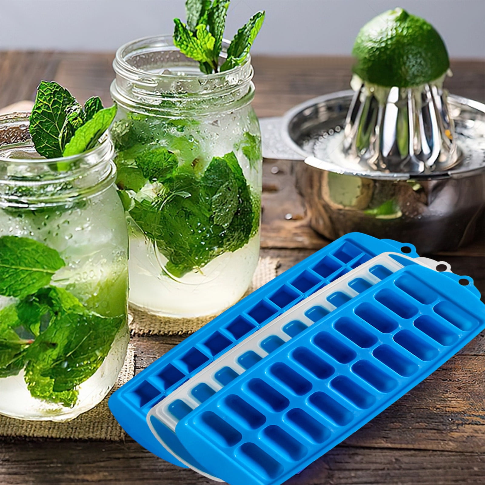 Uscallm 3 PCS Ice Cubes Tray, Long Ice Stick Tray,checkered With Lid ...