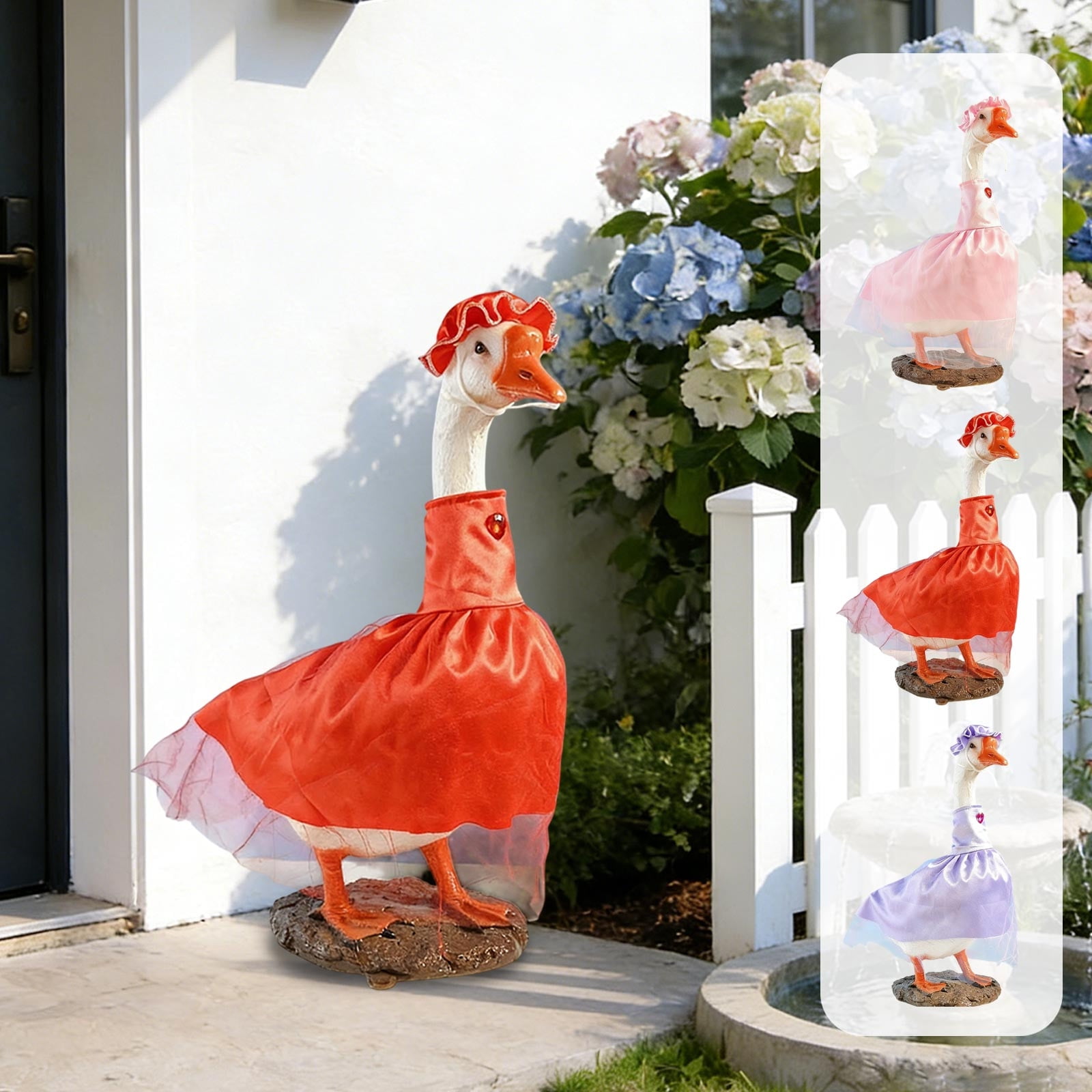Uscallm 3Pcs Goose Statue Lawn Holiday Decoration, 23 Inch Porch Goose ...