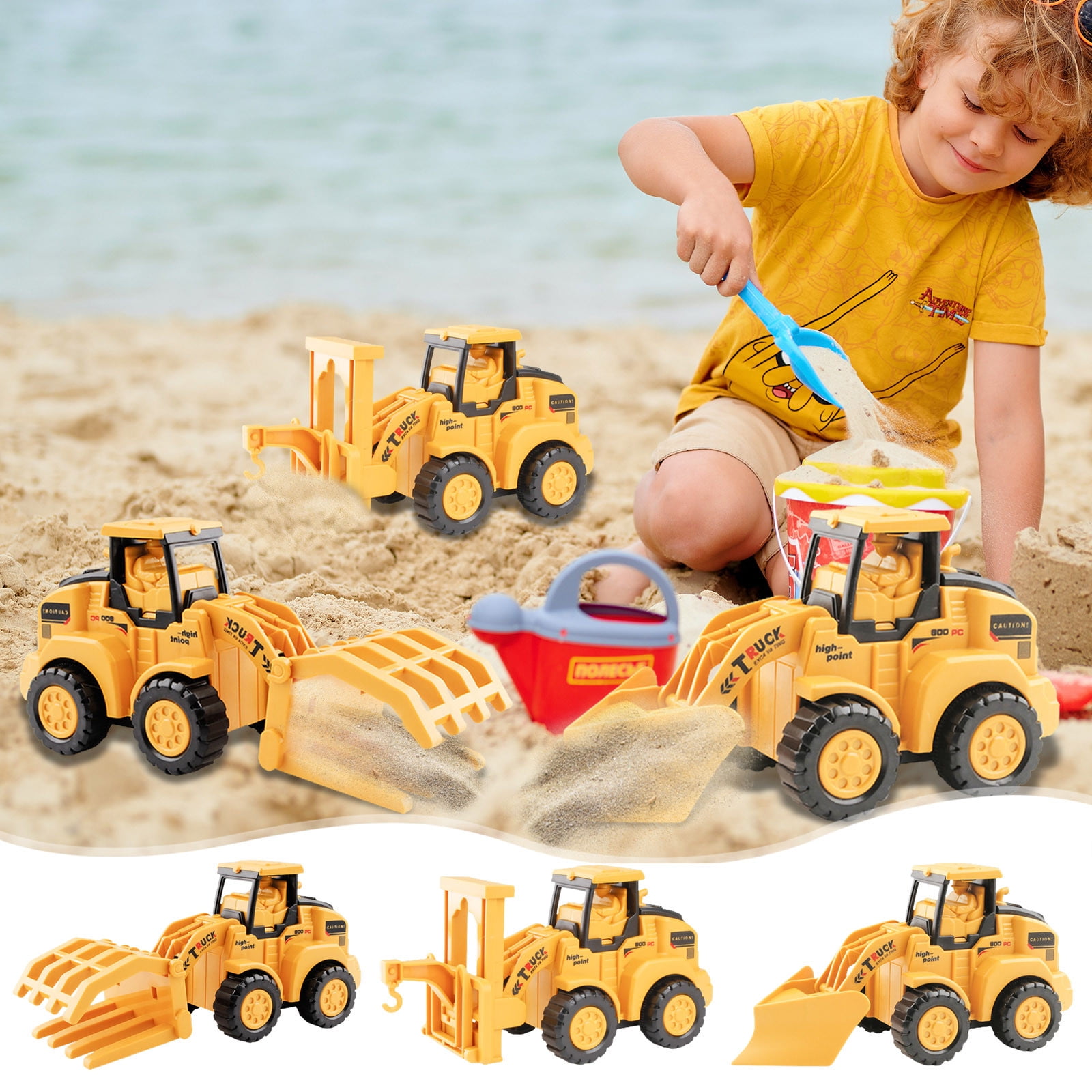 Uscallm 3Pcs Push Back ExcavatorToyCar, Push Back ExcavatorToyCar, No ...