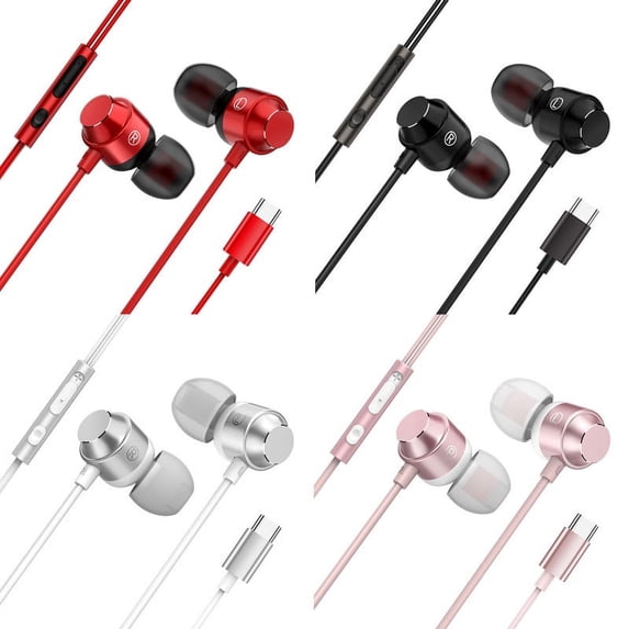 Uscallm 3Pcs Type C Wired Earphones Mic, Type-c USB-C In-Ear Earphones ...