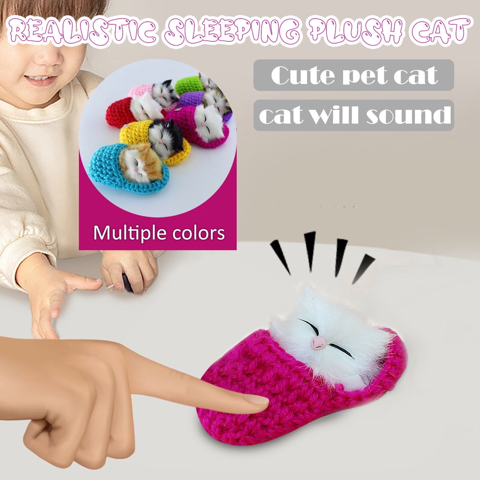 Uscallm 7Pcs Realistic Meowing Cat Decor, Realistic Sleeping CatToy ...