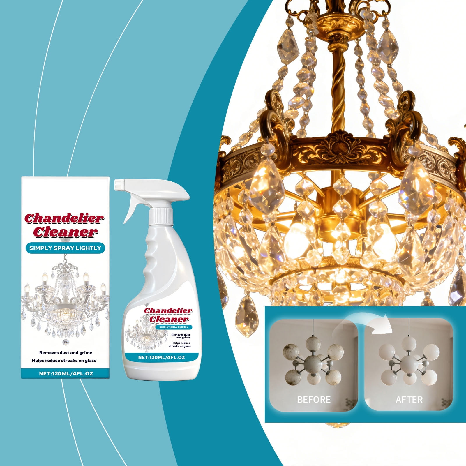Uscallm Brass Polishing Cleaning Spray, Ceiling Light Cleaning Spray ...