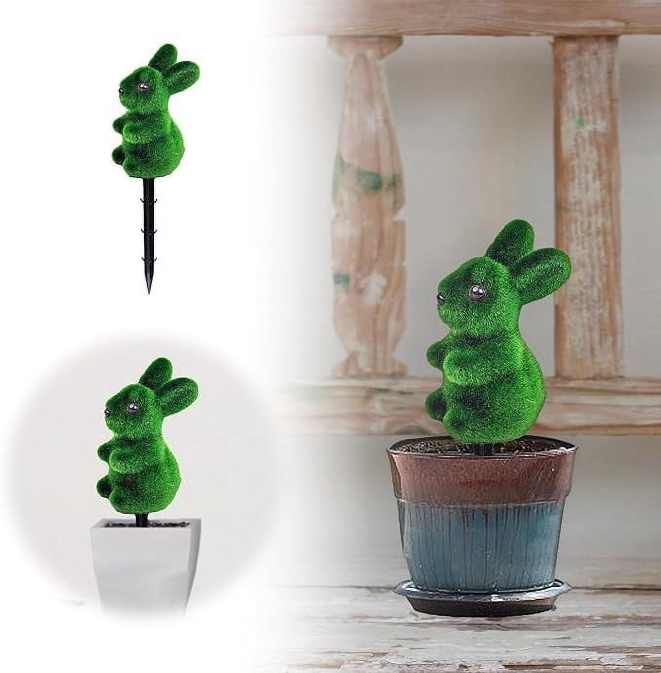 Uscallm Bunny Topiary, Green Artificial Bunny Shaped Topiary Trees Pot ...