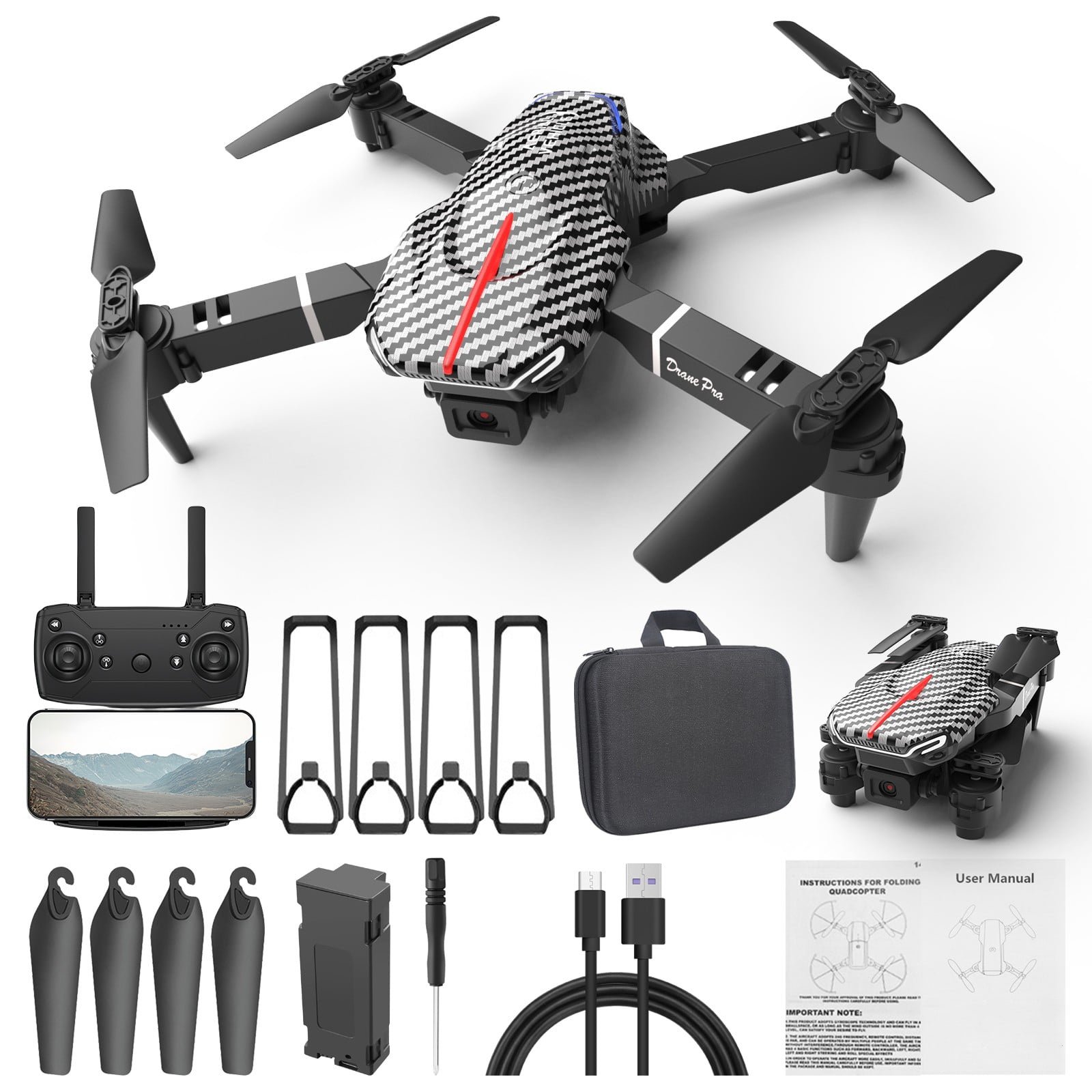 Uscallm Drones with 2 Camera for Adults 1080P, Foldable FPV Drone for ...