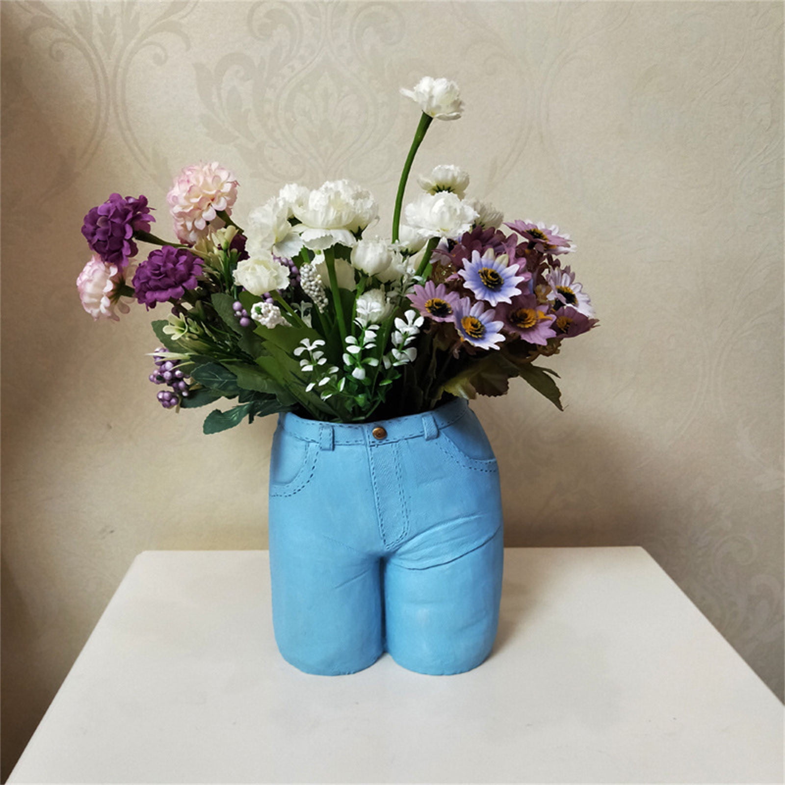 Uscallm Flower Pots Outdoor Decoration, Small Resin Jean Flower Pot ...
