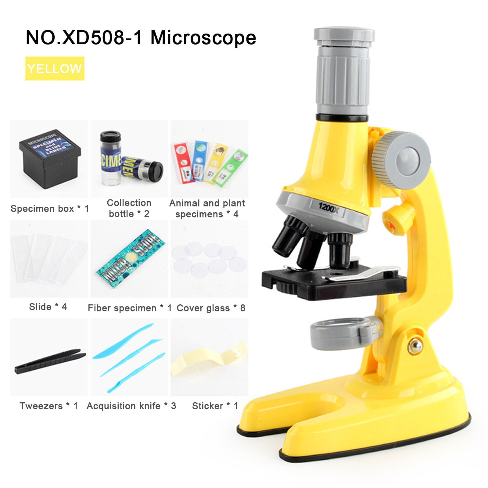 Uscallm Microscope, 100X 600X 1200X Microscope for Kids, Mini ...