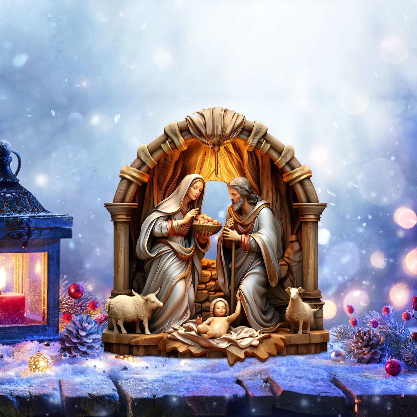 Uscallm Outdoor Nativity Scene Decorations, Christmas Nativity Set ...