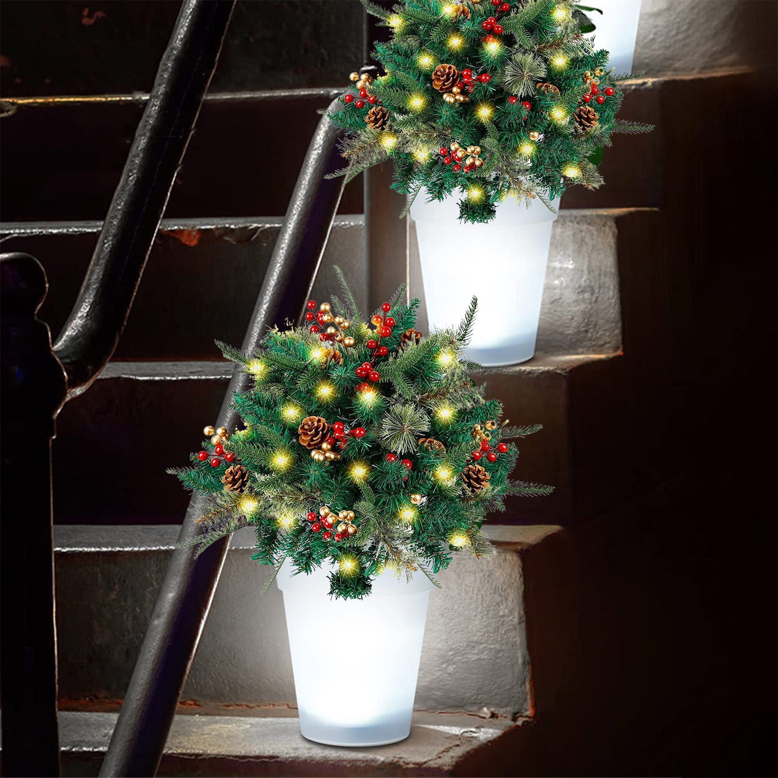 Uscallm Solar LED Flower Pots Outdoor, Solar Power Planter Luminous ...