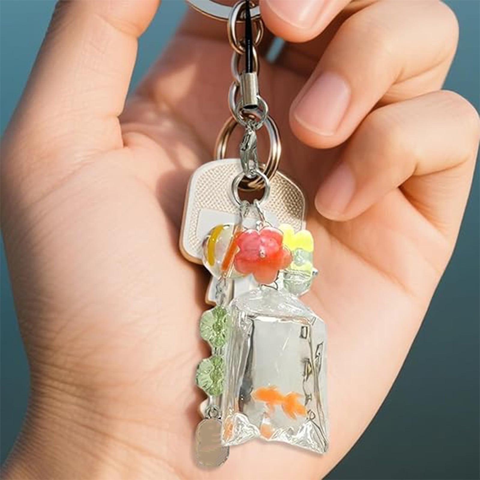Uscallm Trinket Keychain, Cute Animals Keychain with Gold Fishes, Funny ...