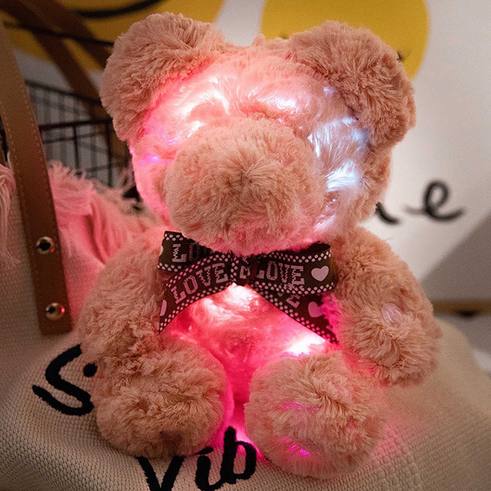 Uscallm Valentine's Day Glow Bear Toy, Light up Stuffed Animal LED ...