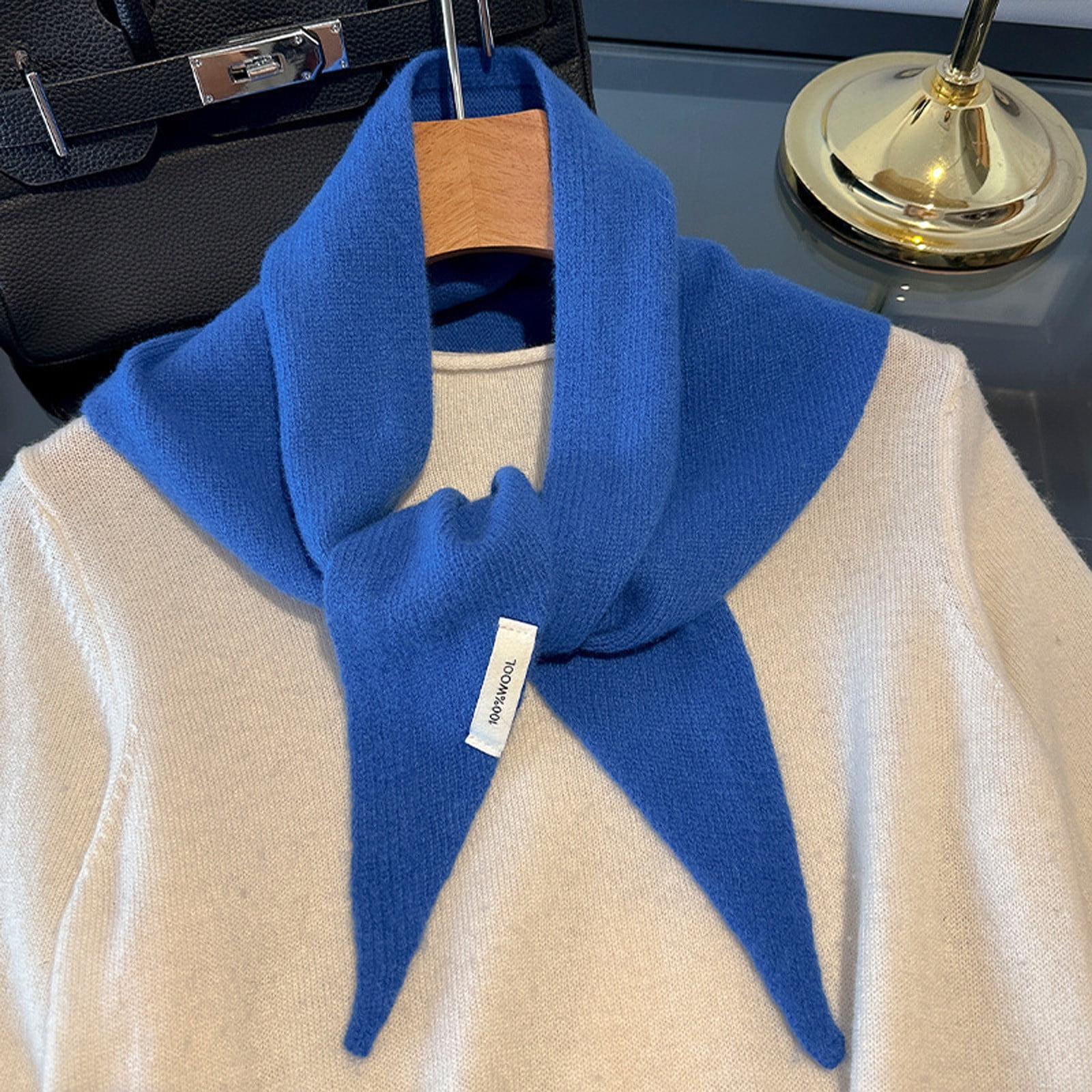Uscallm Warm Knitted Triangle Scarf, Wool Knitted Triangular Scarf ...