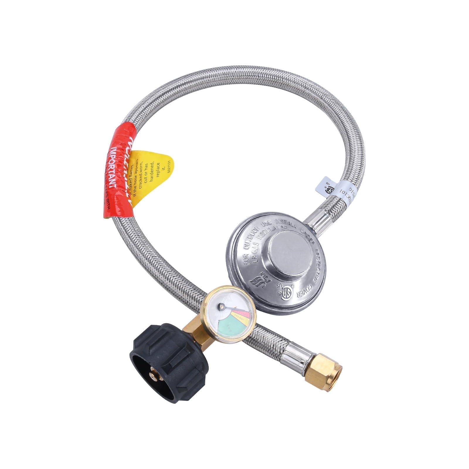 GasSaf 3FT Propane Regulator: Stainless Steel Braided, Suitable for LP ...