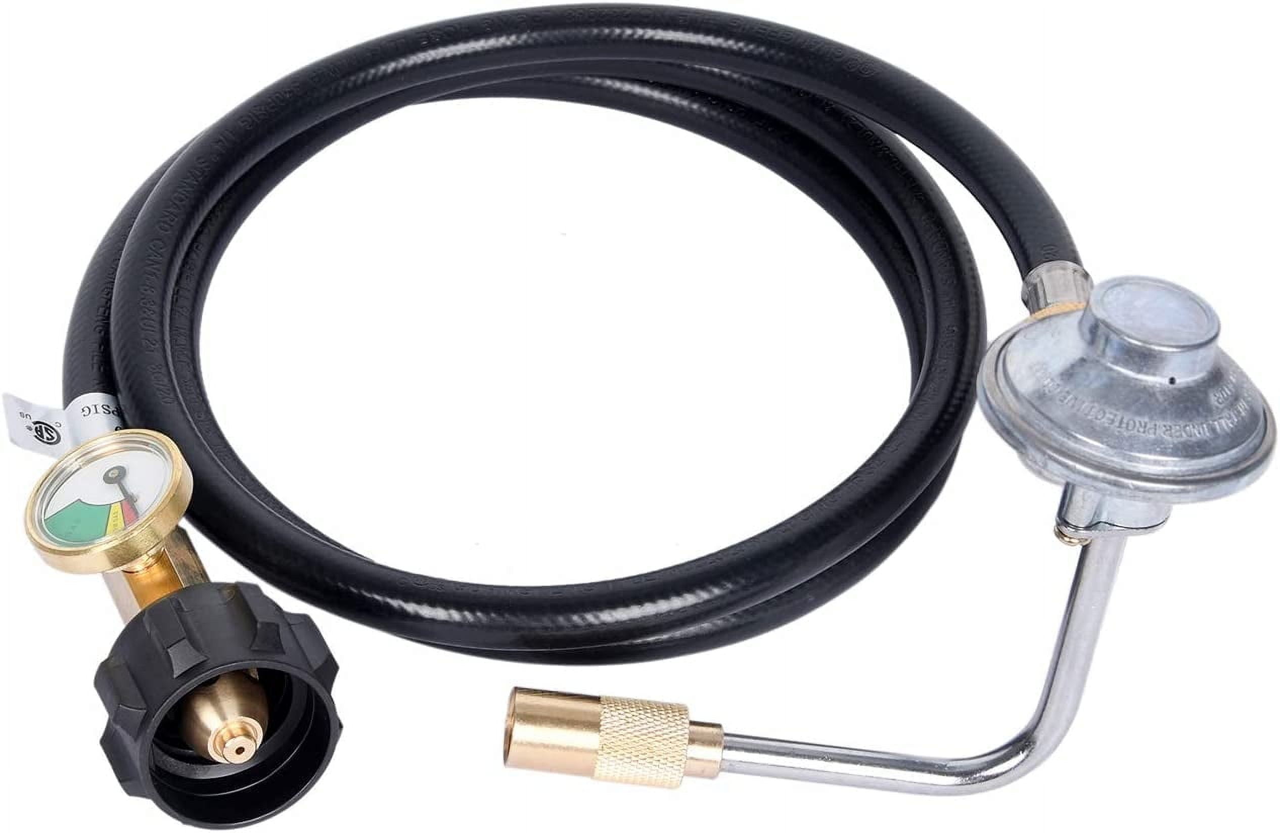 GasSaf 5ft Propane Adapter Hose with Griddle Regulator, Grill Gas Gauge ...