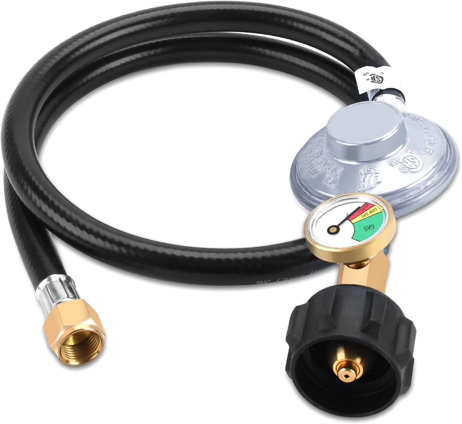GasSaf 3ft Low Pressure Propane Regulator and Hose with BBQ Gauge for ...