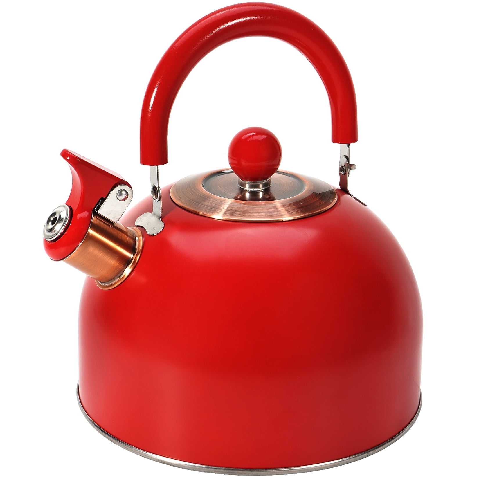 Uscover Retro Red Tea Kettle for Stove Top,2.64QT Whistling Teapot with ...
