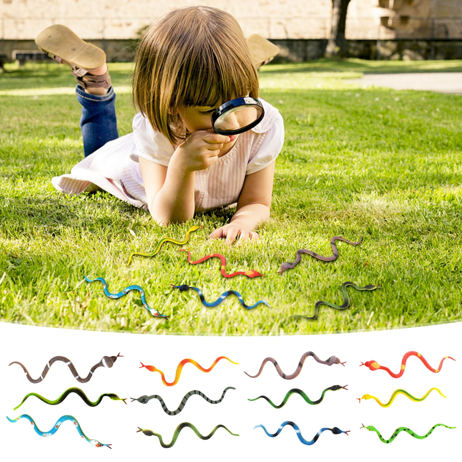 Usdian 12 False Snakes, Realistic Plastic Snakes Set, Vibrant Colored ...