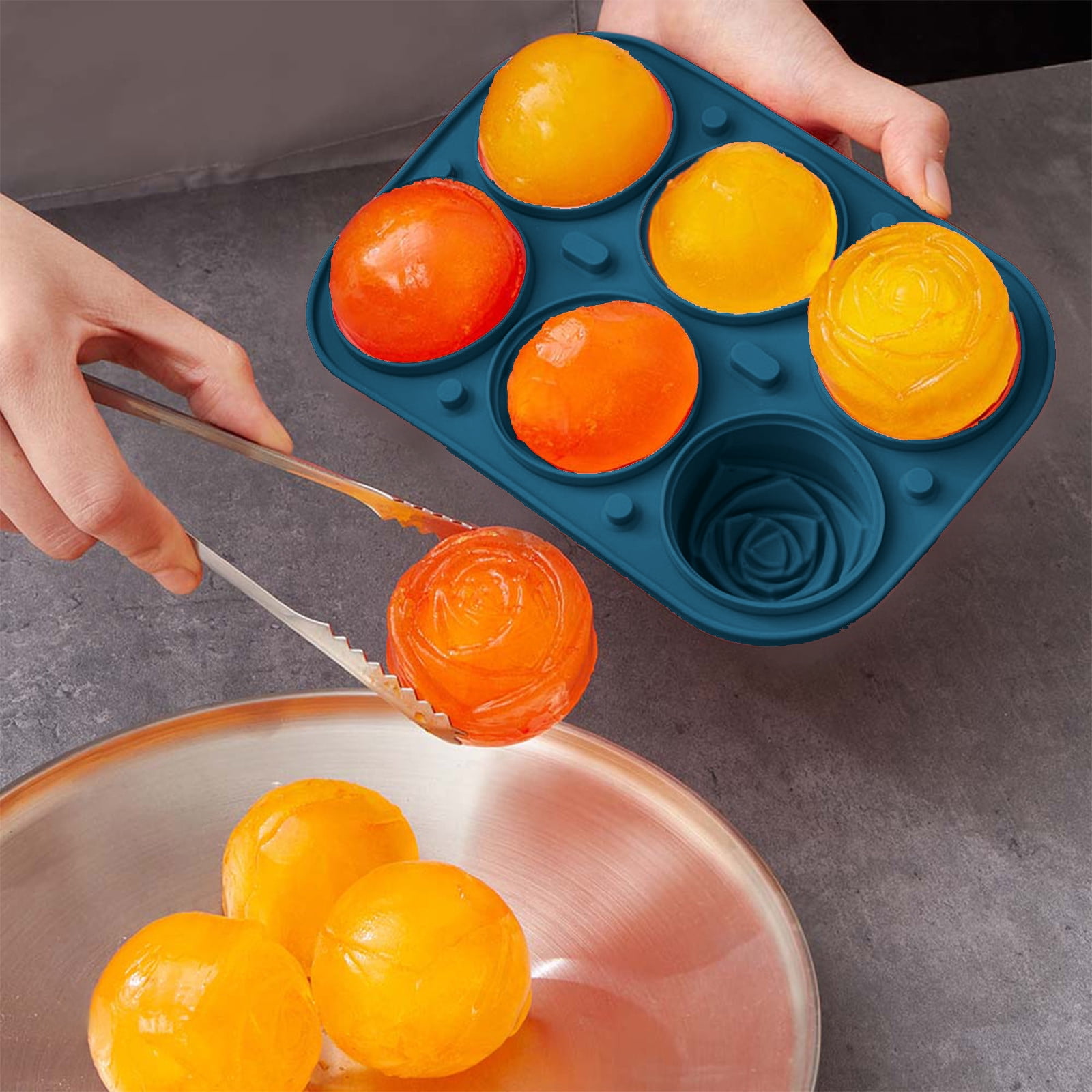 Usdian 3-in-1 Ice Cube Tray Set, Silicone Ice Forming Molds, Round ...