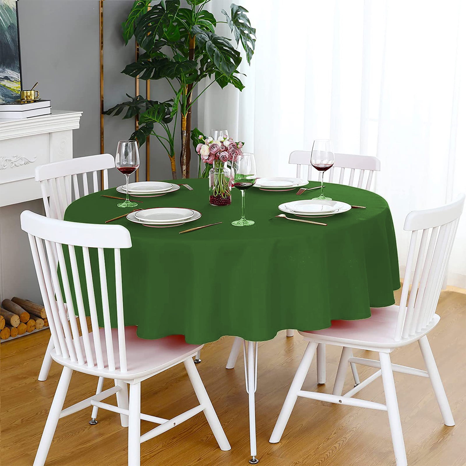 Usdian 60 Inches Round Tablecloth, Sturdy Polyester Fiber, Wrinkle ...