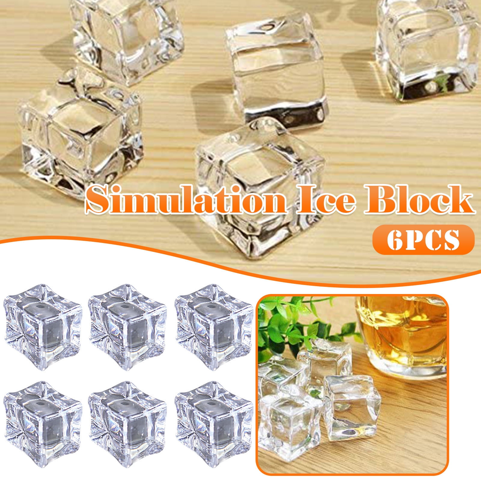 Usdian Artificial Ice Cubes, Lifelike Plastic Ice for Drinks, Clear ...
