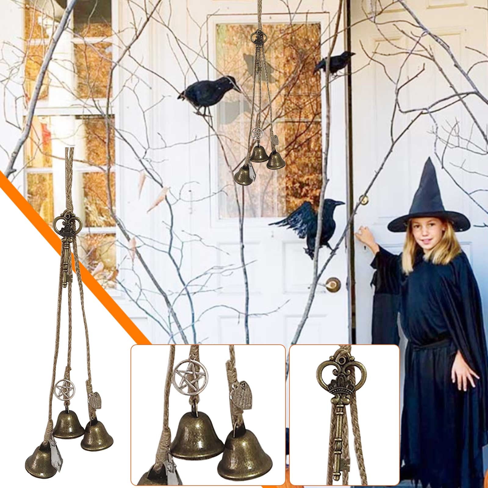 Usdian Blessing Bells Wind Chimes, Positive Energy Door Hanger, Rattan ...