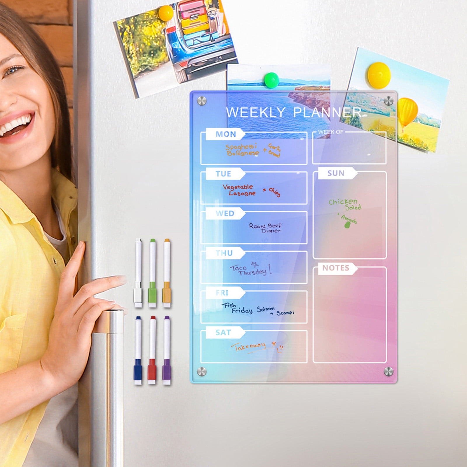 Usdian Colored Acrylic Magnetic Memo Board, Refrigerator Sticker Set ...