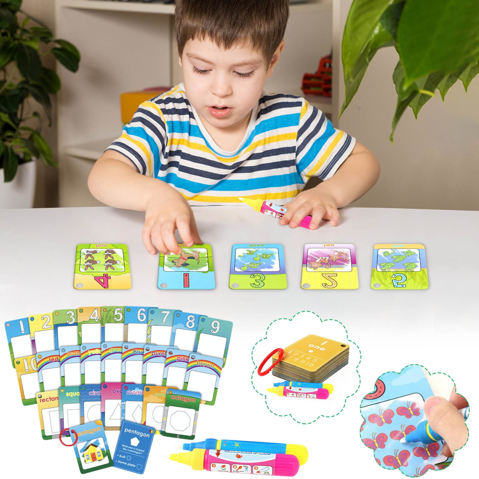 Usdian Early Learning Painting Cards Set, Watercolor Doodle Cards ...