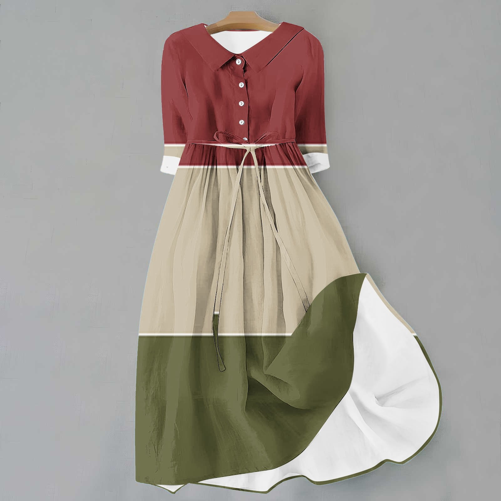 Usdian Graduation Dress Lapel 1/4 Sleeve Casual Dresses Womens Summer ...