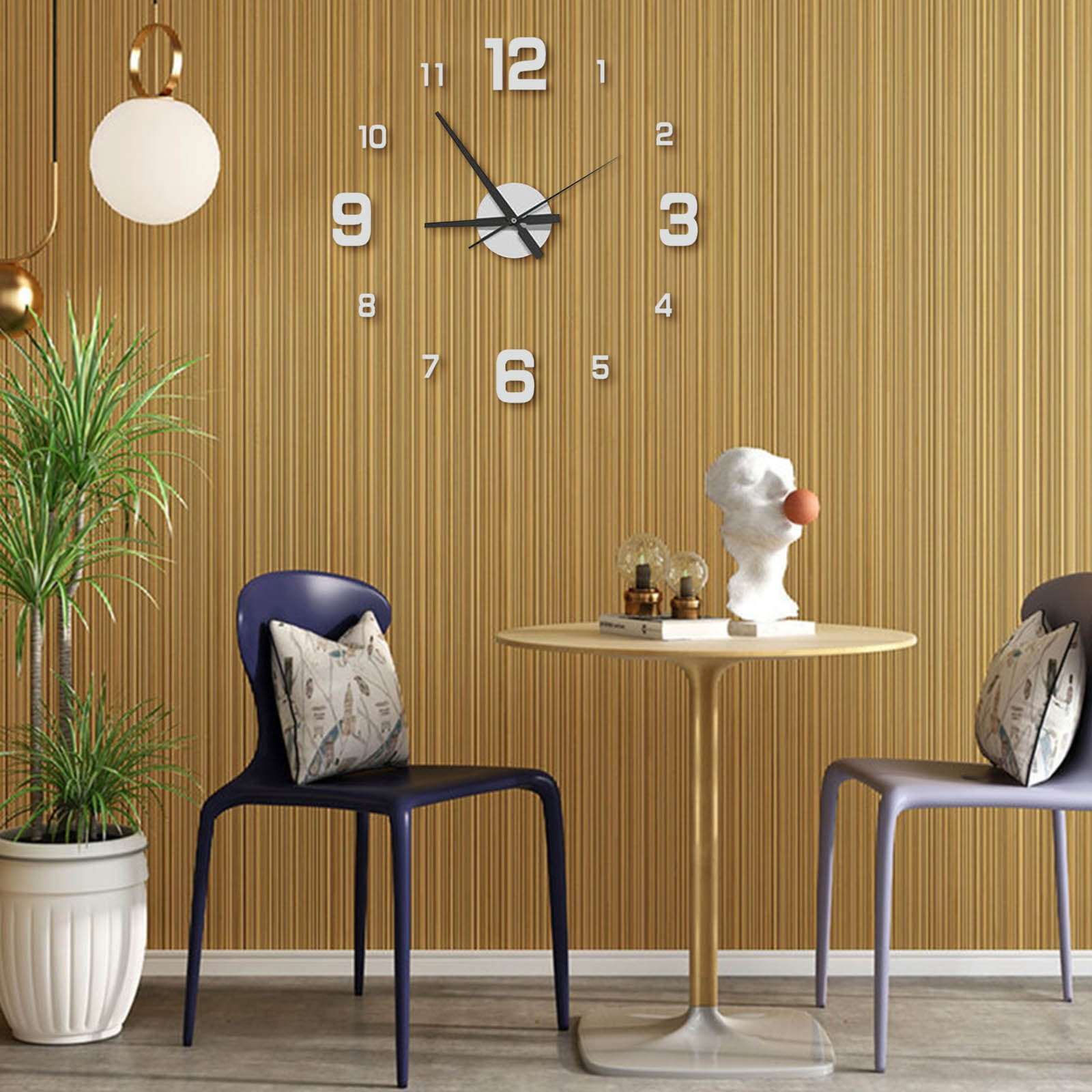 Usdian Large Wall Clock Sticker Set, DIY Abstract Acrylic Mirror Wall ...