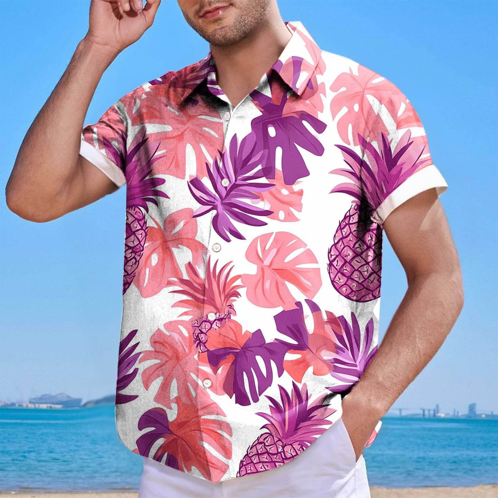 Usdian Men's Work Outfit Top Summer Mens T-Shirts Casual Print T-Shirt ...