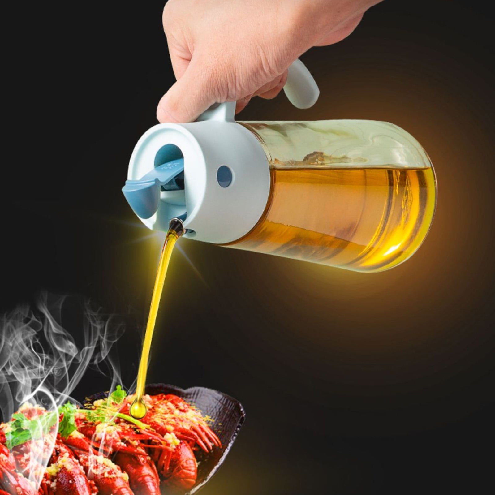 Usdian Oil Bottle with Automatic Opening, Glass Oil Pot with Dosing ...