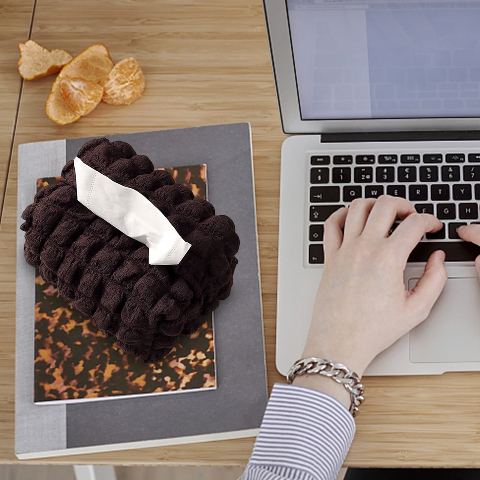 Usdian Soft Cream Puff Tissue Box, Cotton Foam Fabric Cover, Double ...