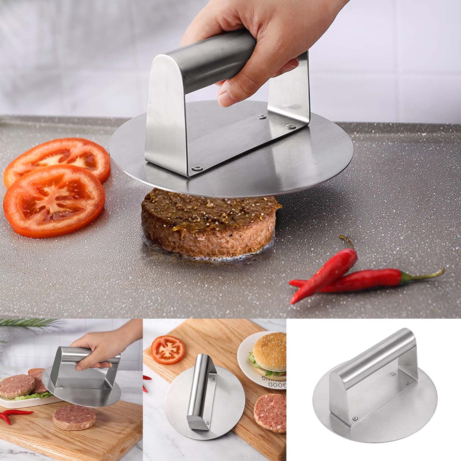 Usdian Stainless Steel Burger Press, Manual Meat Press with Round ...