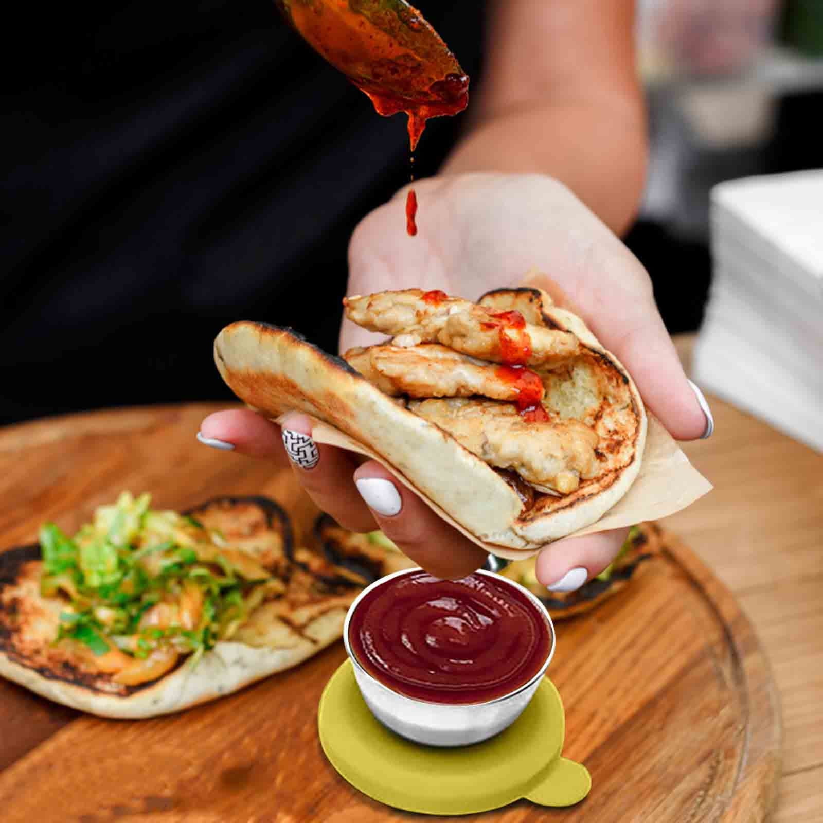 Usdian Stainless Steel Dressing Cup, Leak-Proof Tomato Sauce Container ...