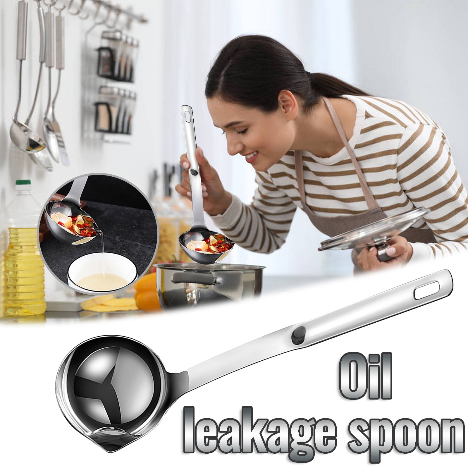 Usdian Stainless Steel Oil Separator Spoon, Ergonomic Handle, Heat ...