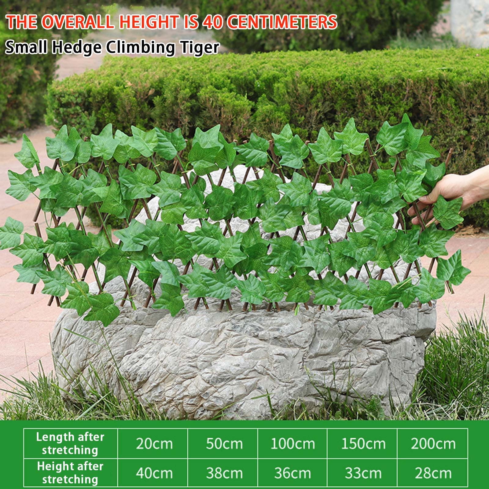 Usdian Telescopic Garden Fence, Wooden Privacy Screen with Faux Green ...