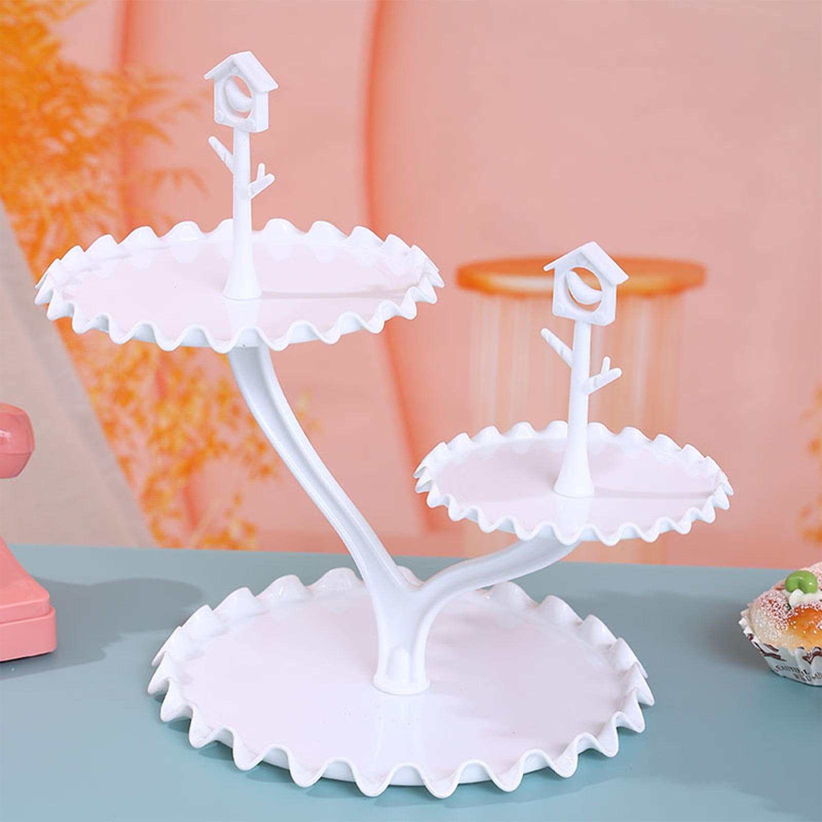 Usdian Tiered Dessert Stand, Transparent Plastic Snack Tray, Elegant ...