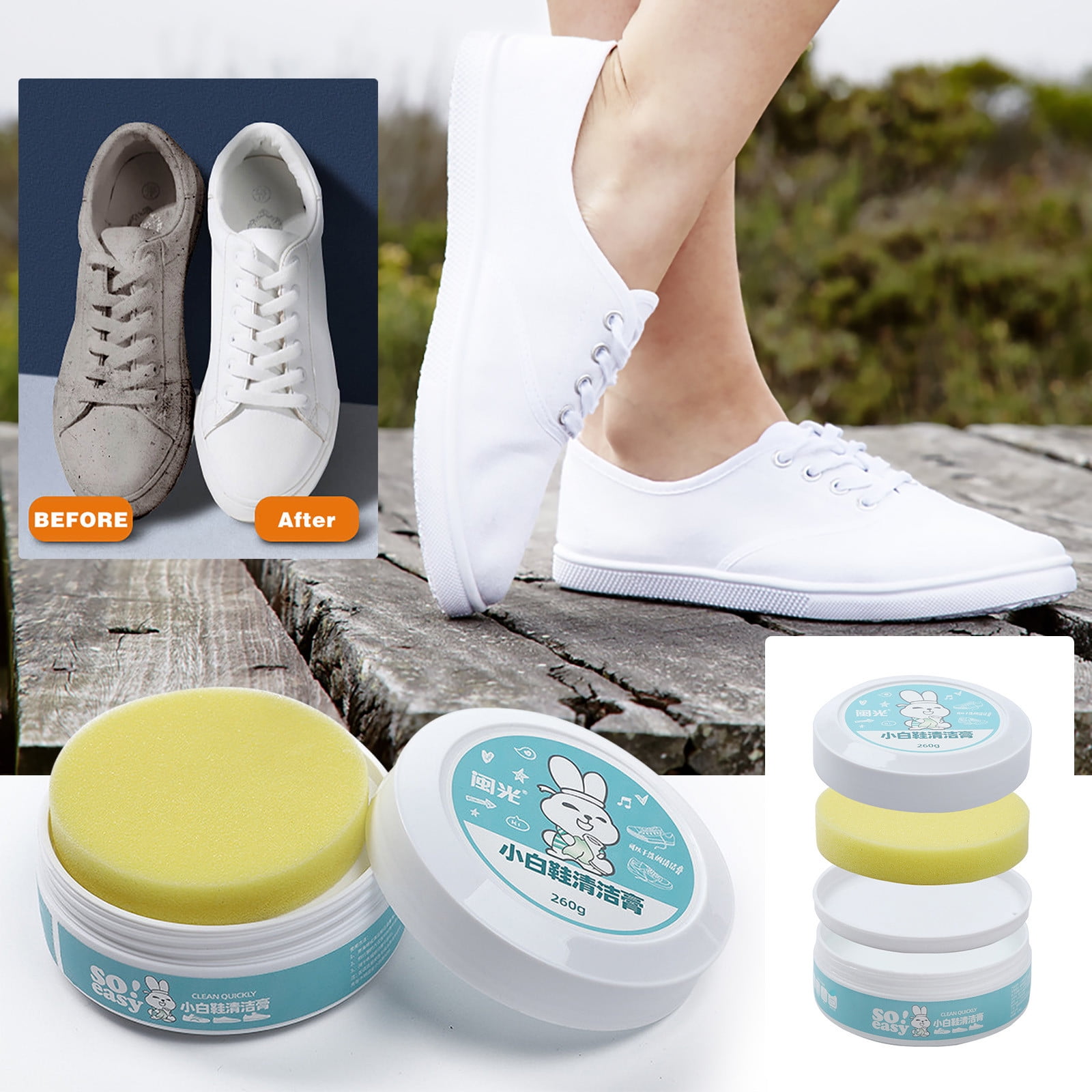 Usdian White Shoe Cleaner Cream, Stubborn Stain Remover, No Wash Shoe ...